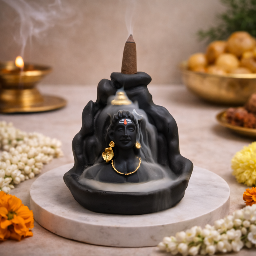 Adiyogi Lord Shiva Backflow Incense Fountain – Smoke Waterfall Showpie ...
